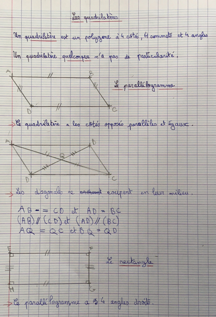 CM2B - règle sur les quadrilatères - Groupe scolaire de Bièvres